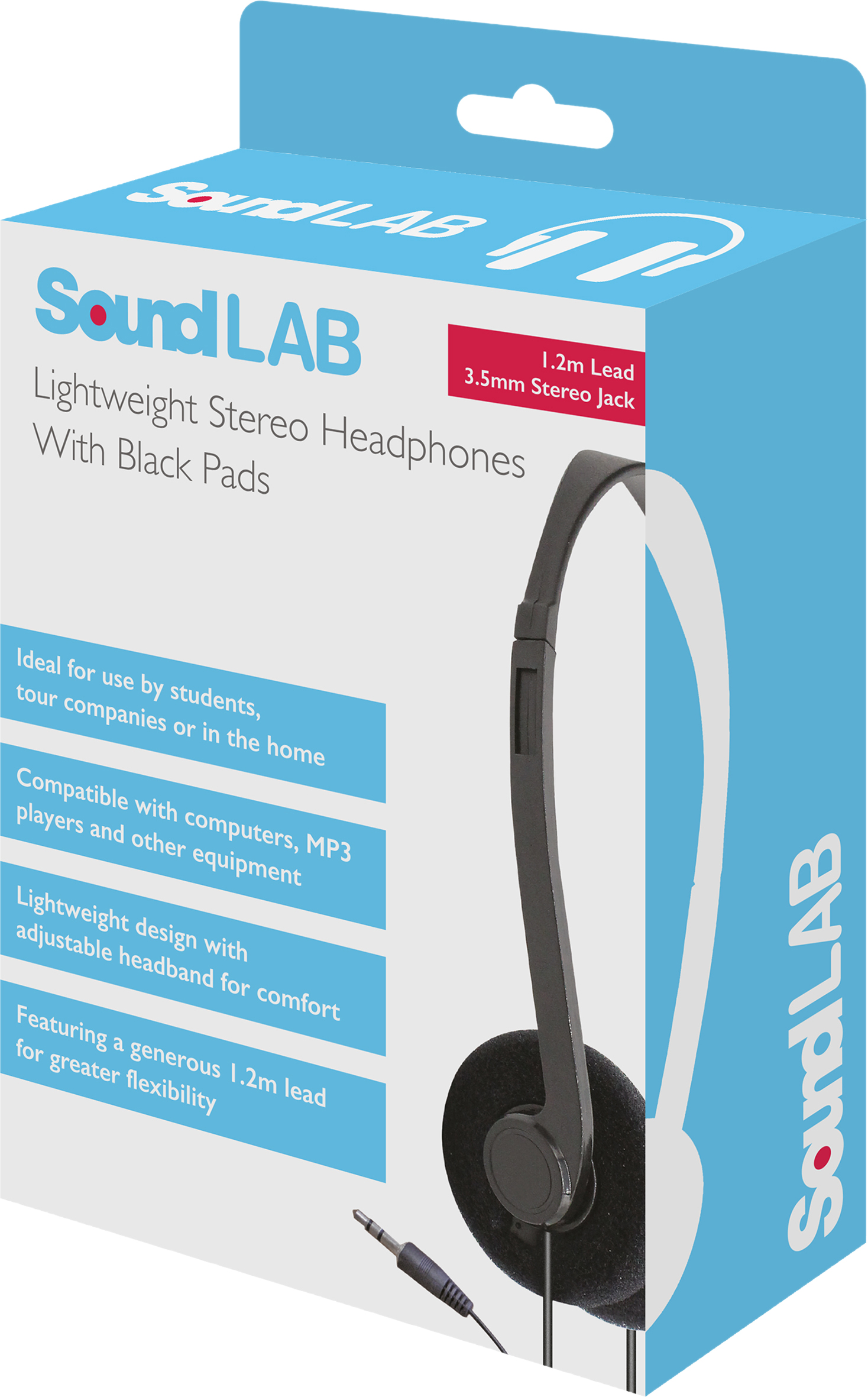SoundLAB Lightweight Stereo Headphones With Black Pads | Electrovision