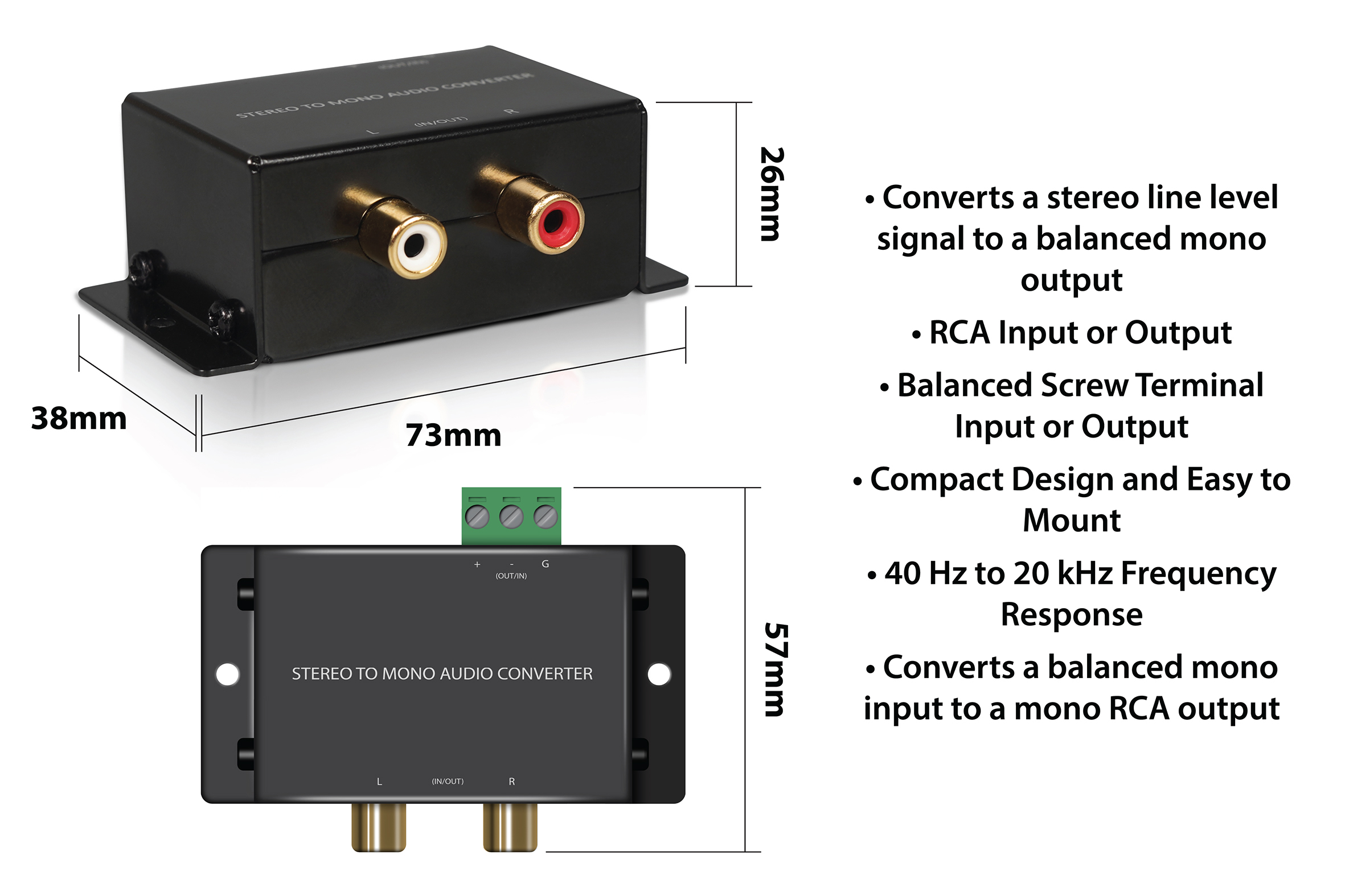 E-Audio Stereo to Mono Audio Converter | Electrovision