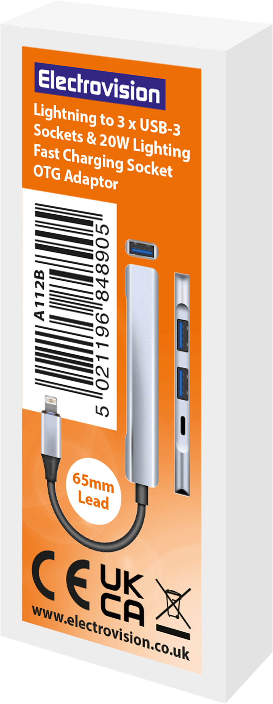 Electrovision Lightning to 3 USB-3 Sockets and 20W lightning Fast ...