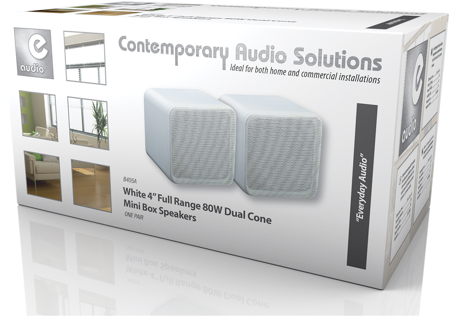 e-audio 4 Inch Full Range 80W Dual Cone Mini Box Speakers | Electrovision