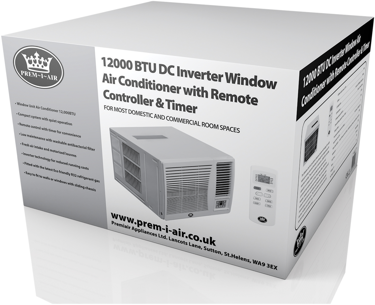 Prem-I-Air 12000 BTU DC Inverter Window Air Conditioner with Remote ...