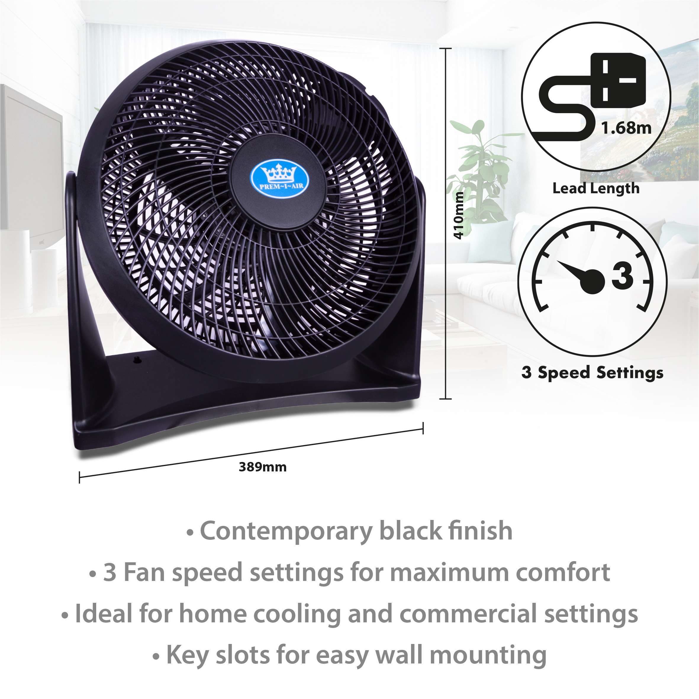 Prem-I-Air High Velocity Air Circulator - Floor or Wall Mountable ...