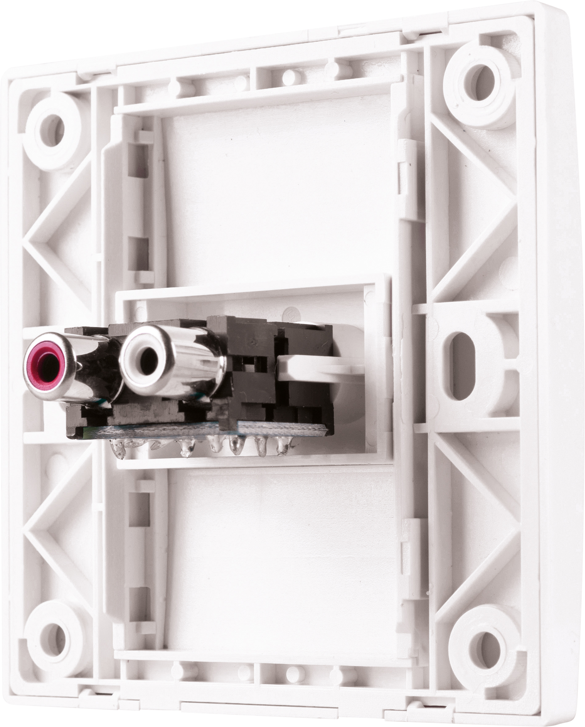 Wall Plate with 2 Phono Sockets, 1x Red and 1x White | Electrovision