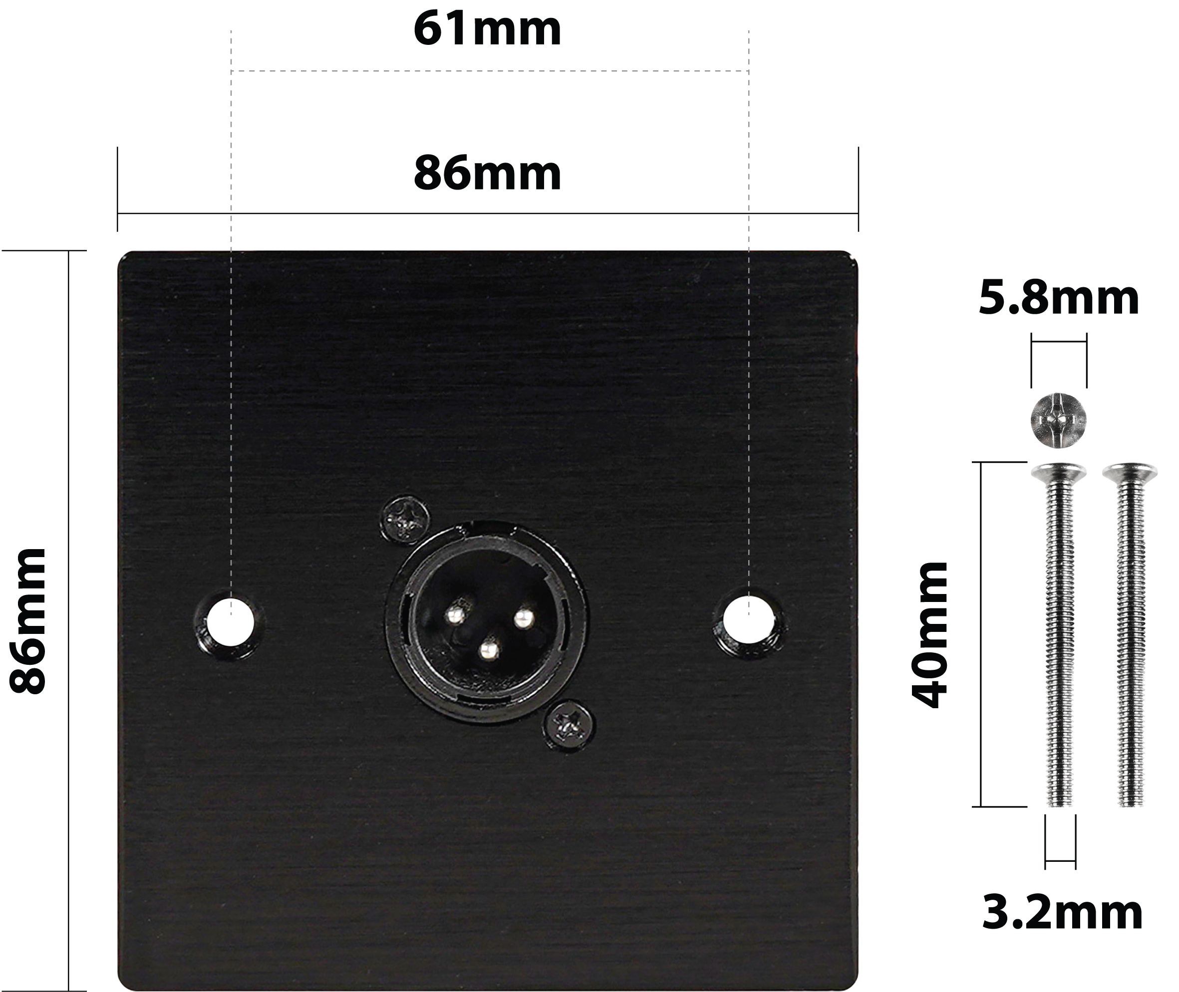 1 x Male XLR Wall Plate Metal | Electrovision