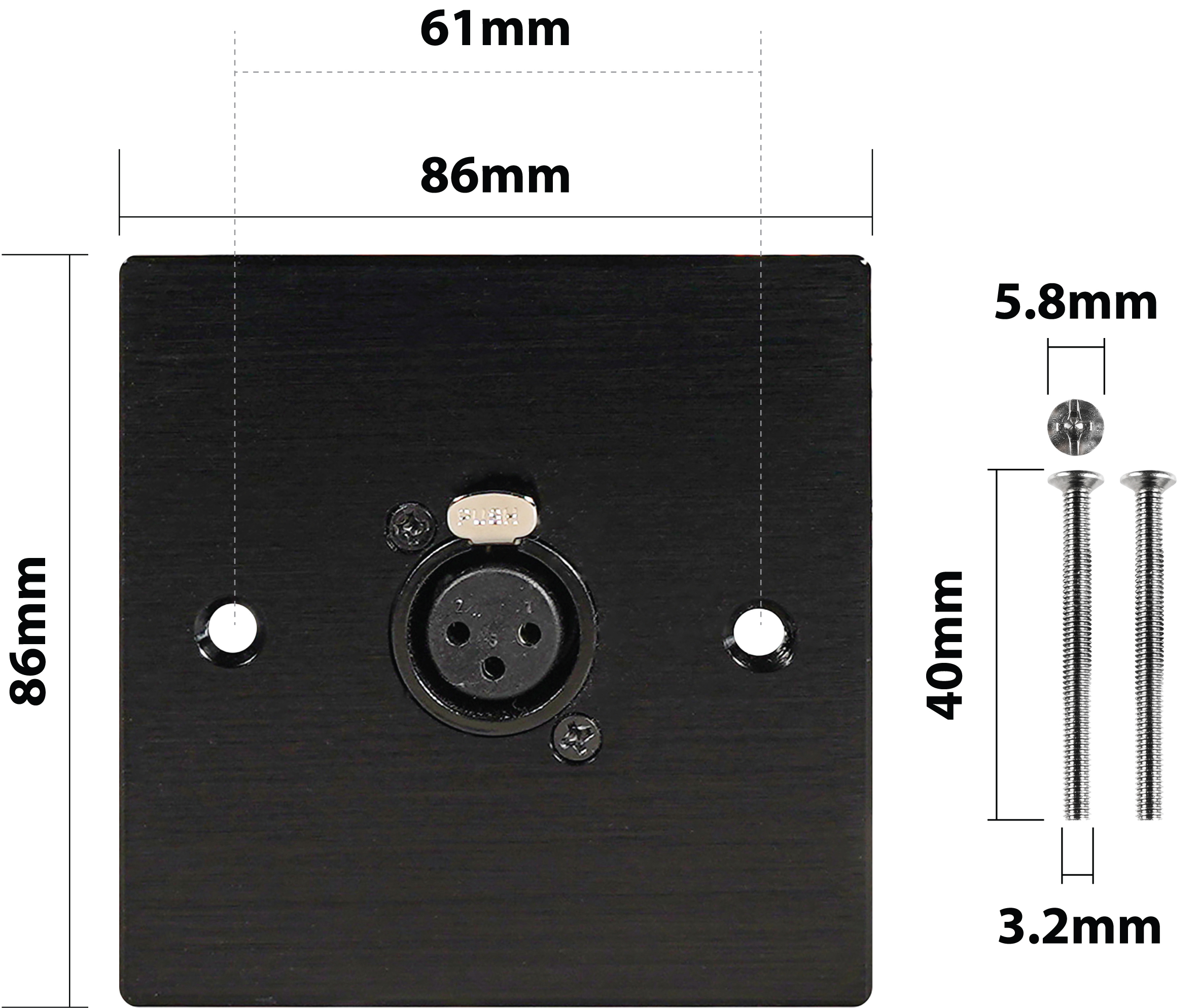 1 x Female XLR Wall Plate Metal | Electrovision