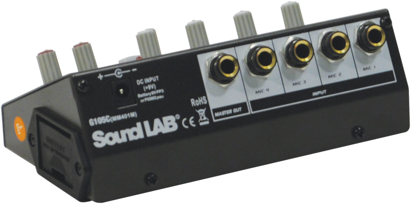 Soundlab 4 Channel Mono Microphone Mixer With Effects | Electrovision