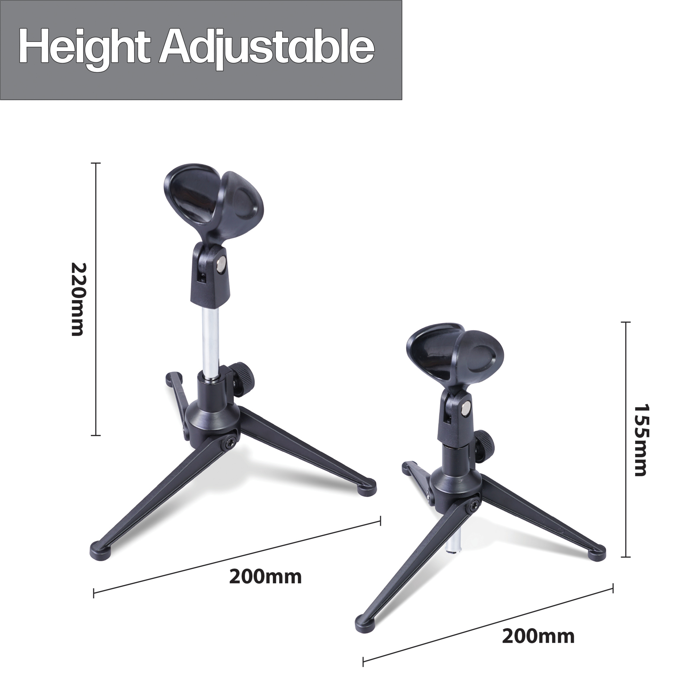 Compact Table Top Microphone Stand With Microphone Clip | Electrovision