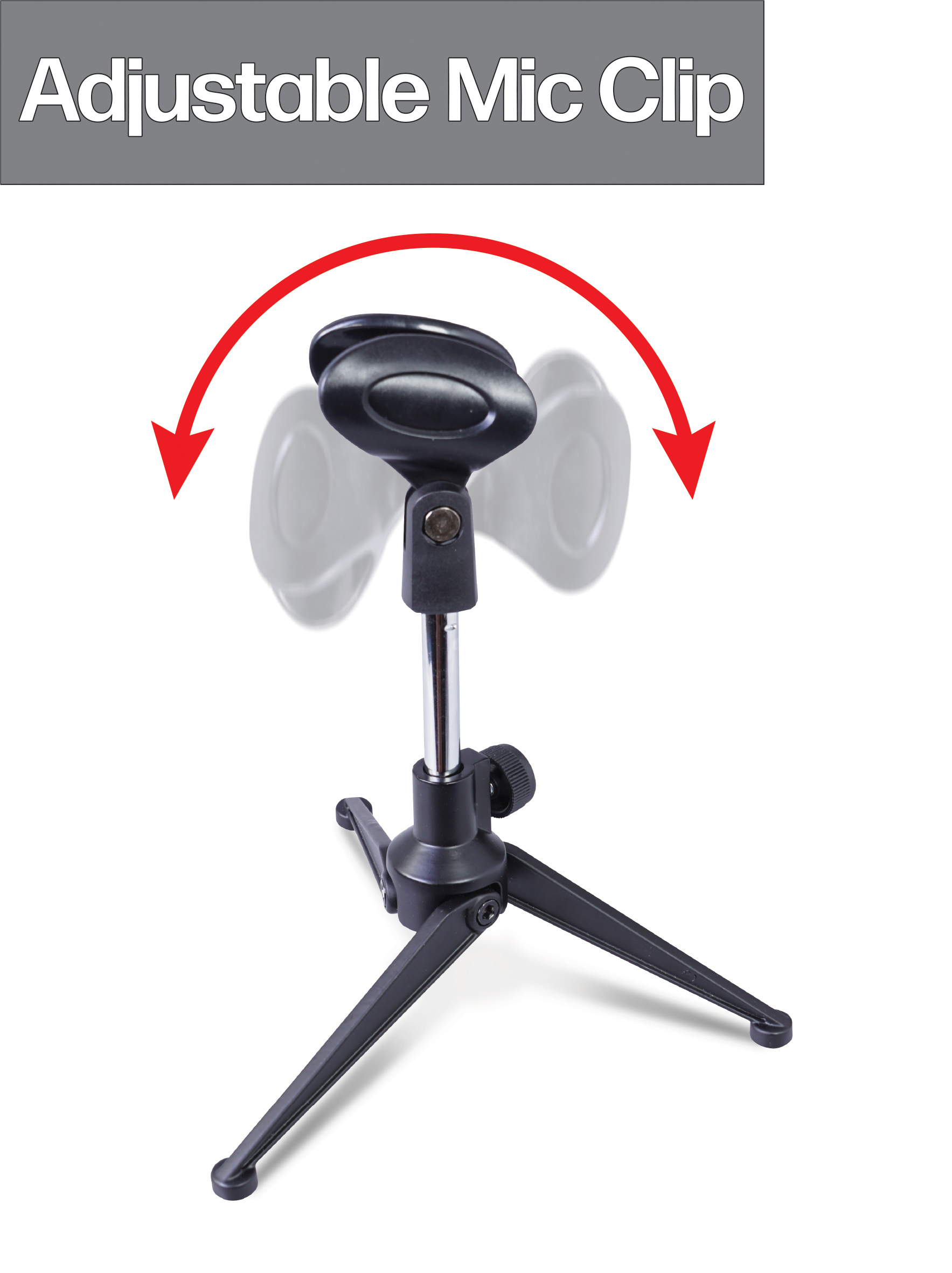 Compact Table Top Microphone Stand With Microphone Clip | Electrovision