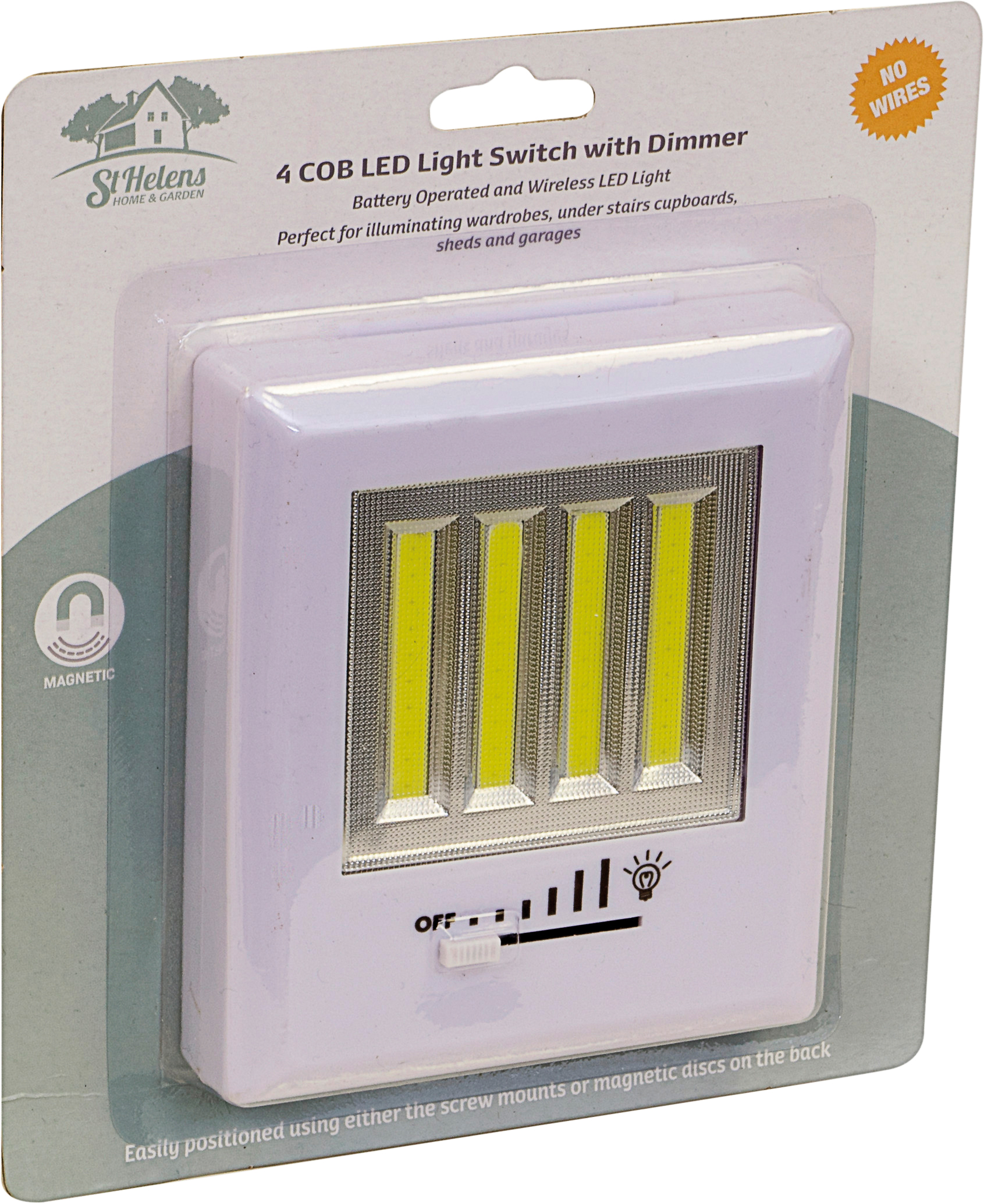 St Helens Home and Garden 4 COB LED Light Switch with Dimmer ...