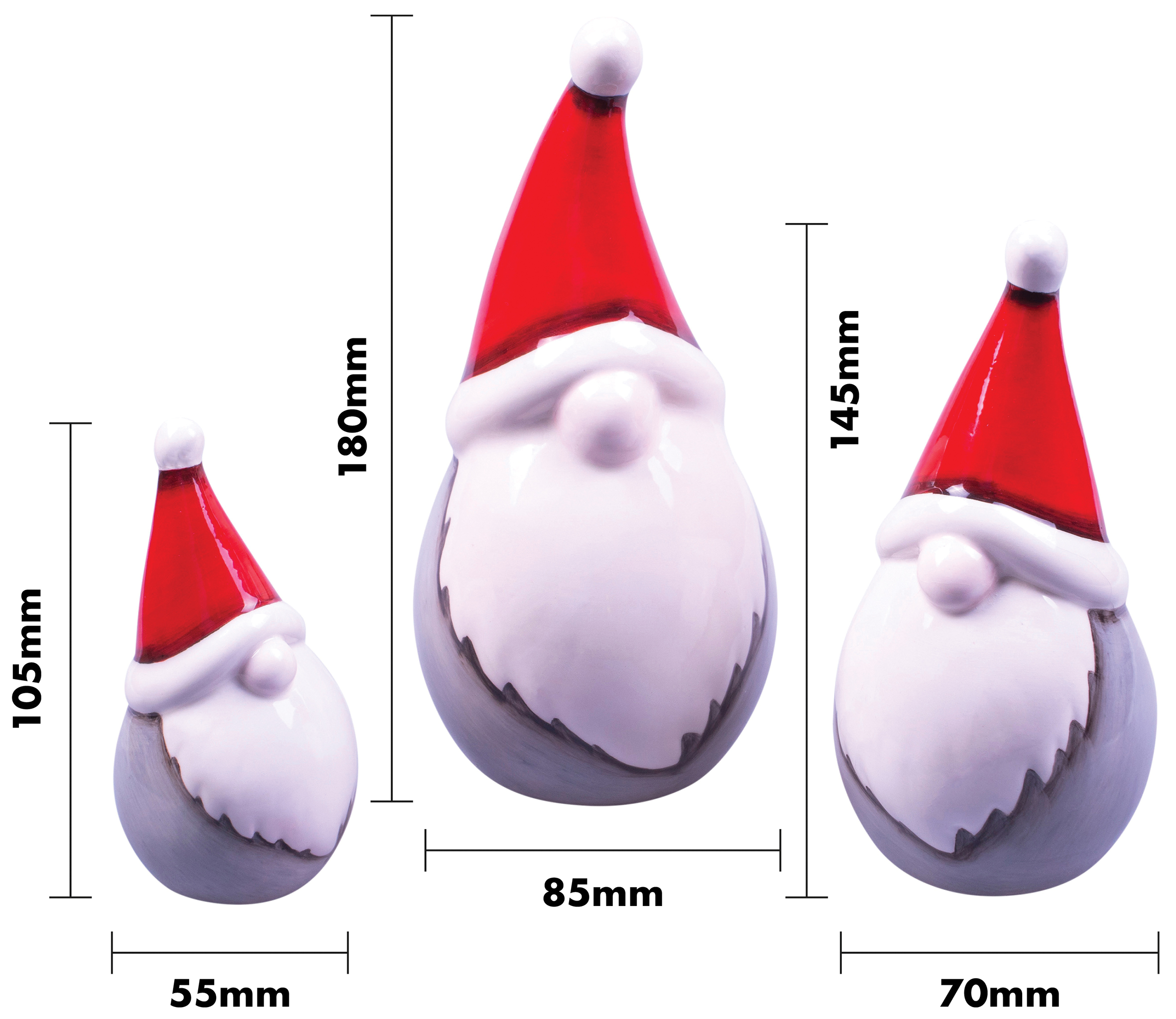 St Helens Home and Garden Ceramic Gonk Family - Set of 3 | Electrovision