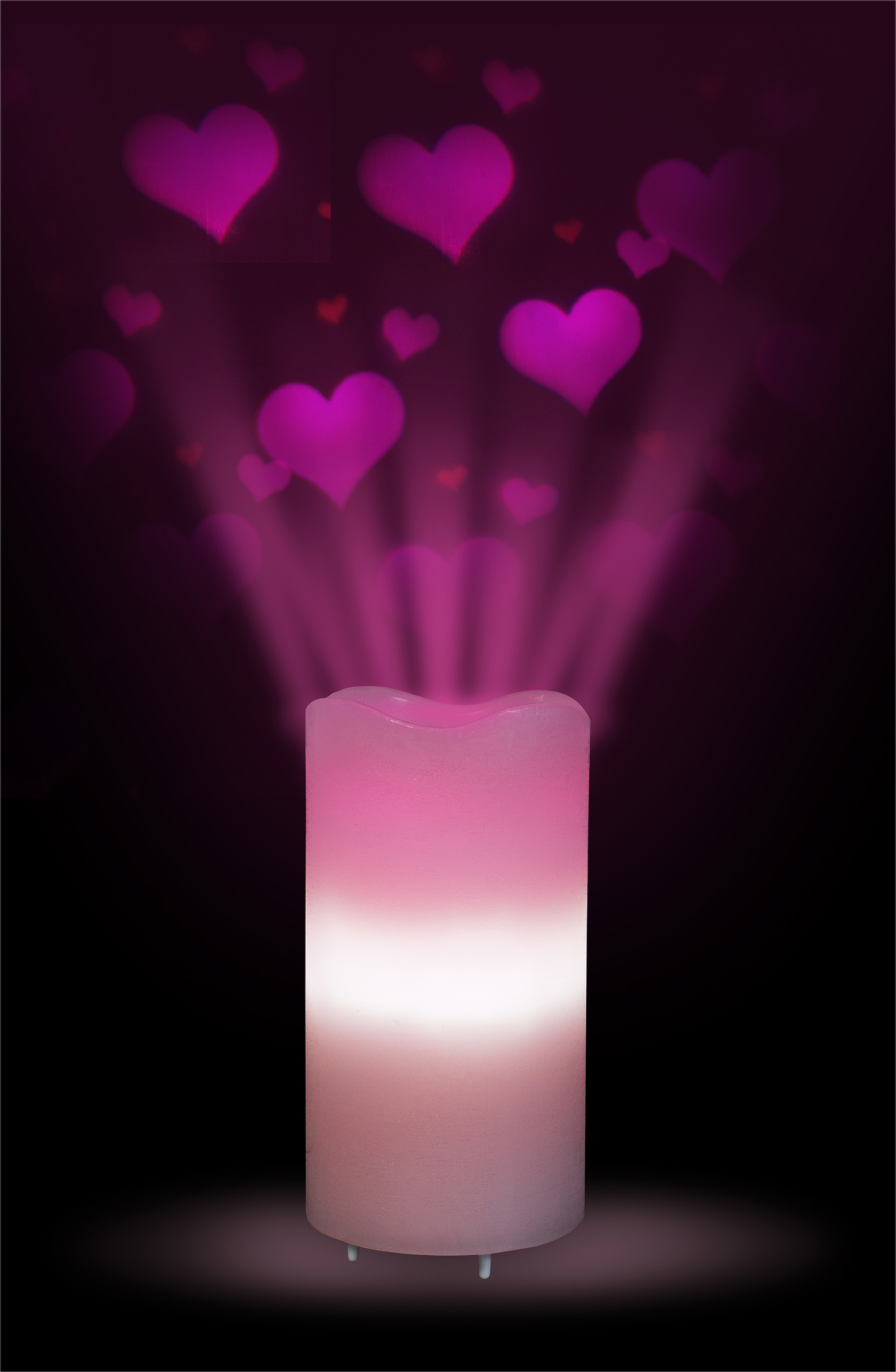 St Helens Home and Garden LED Candle Projector Pink Hearts | Electrovision