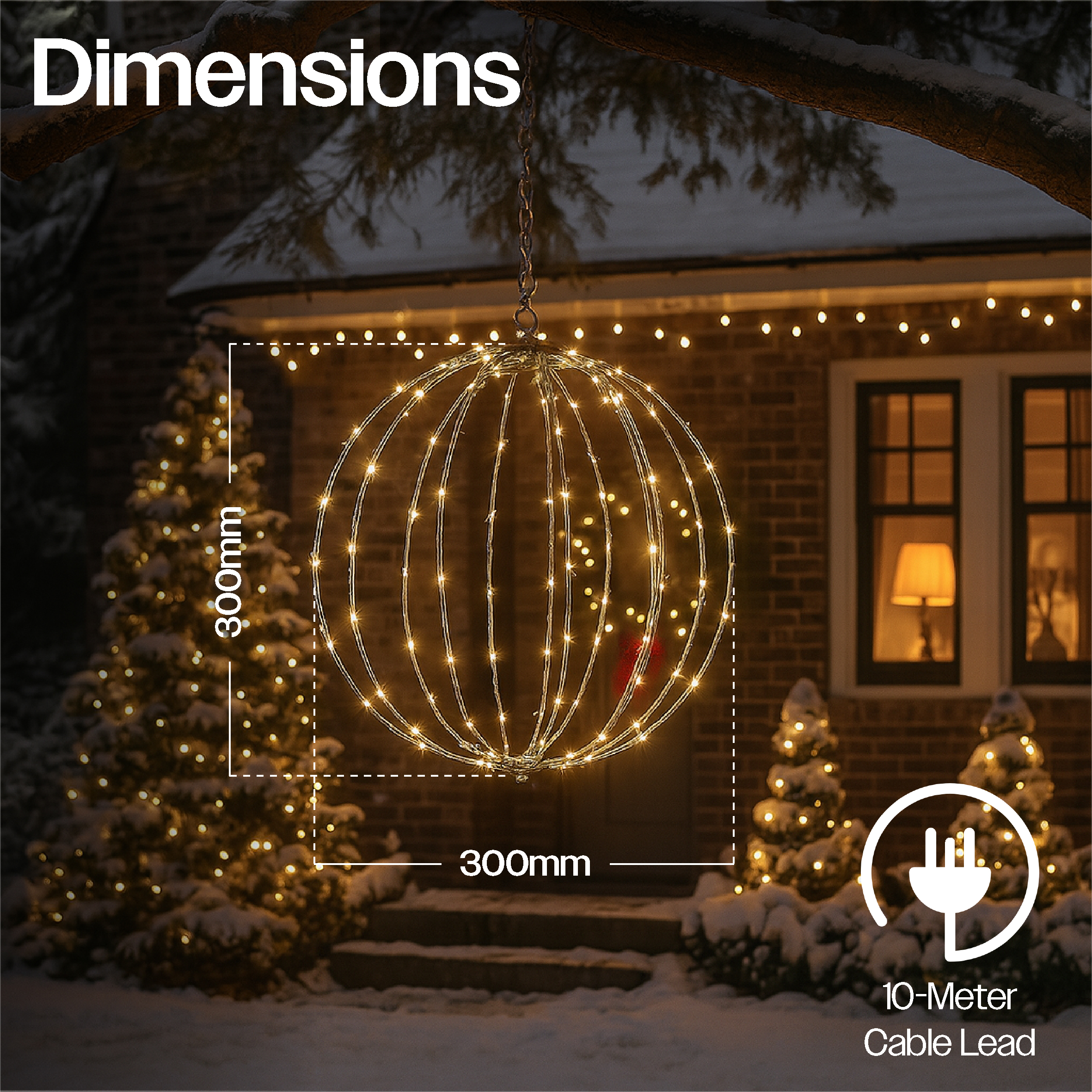 Xmas Haus Outdoor 140 Led Copper Sphere With Timer Power Supply and 10m ...