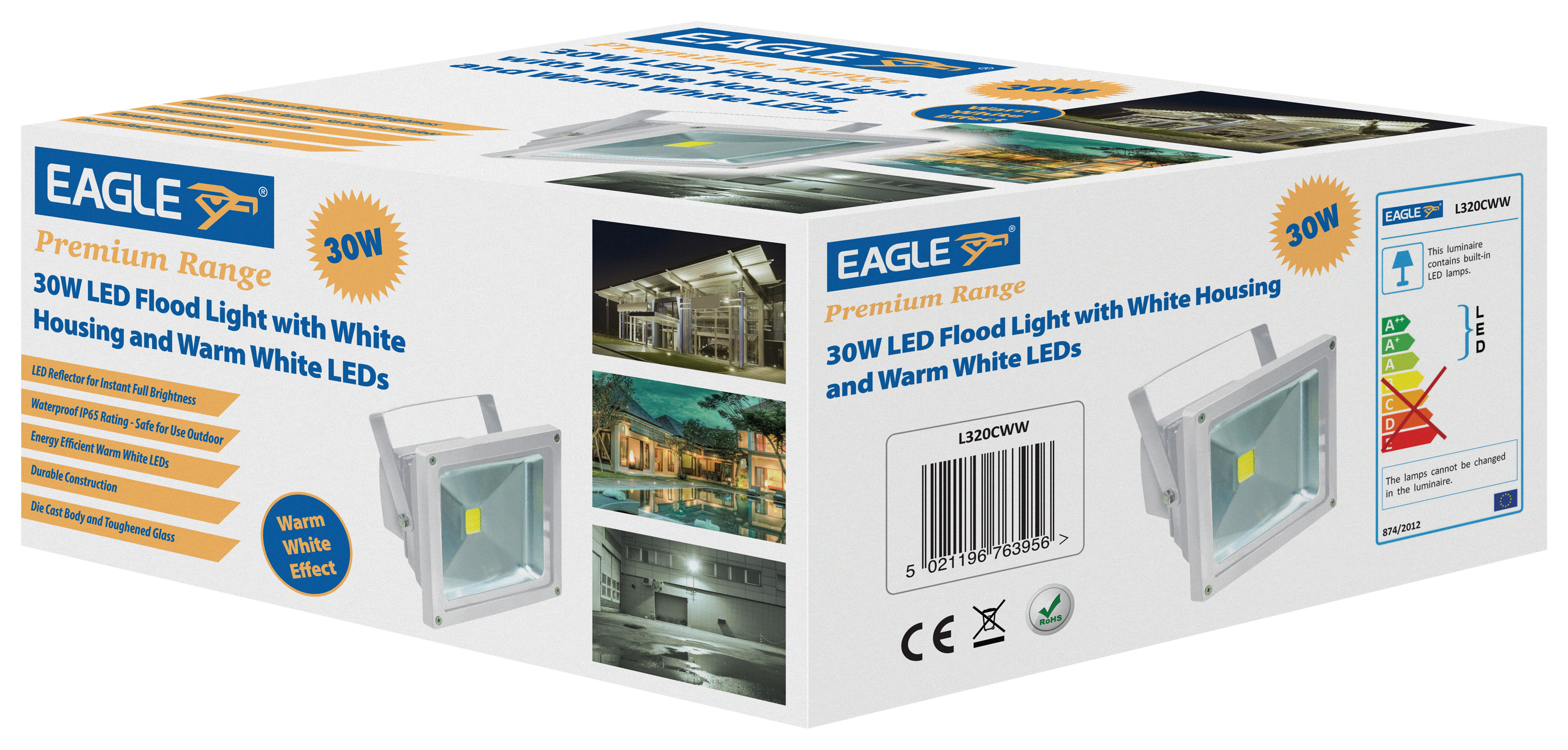Eagle Waterproof IP65 White Flood Lights Warm White | Aidapt