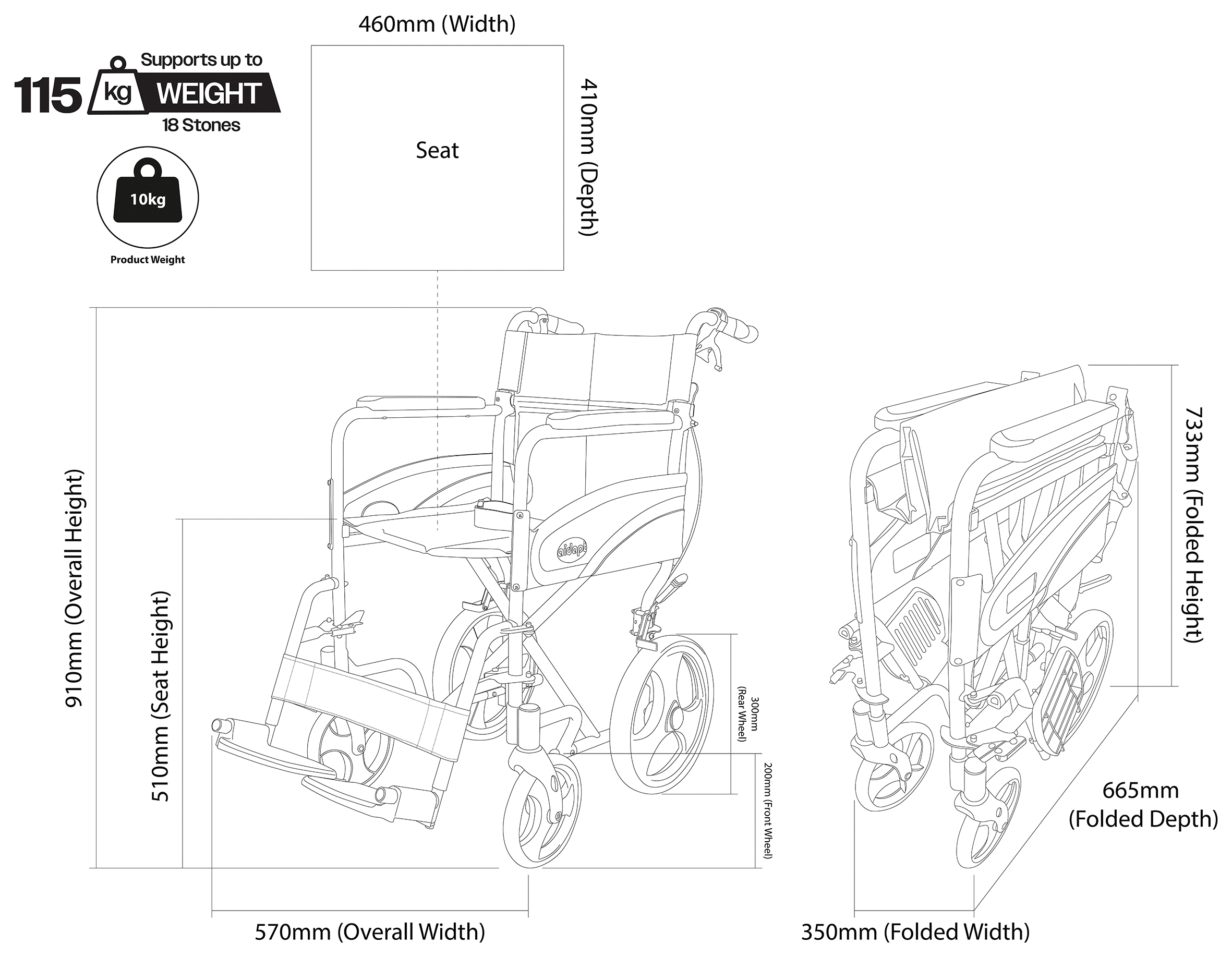 Compact Transport Aluminium Wheelchair | Aidapt