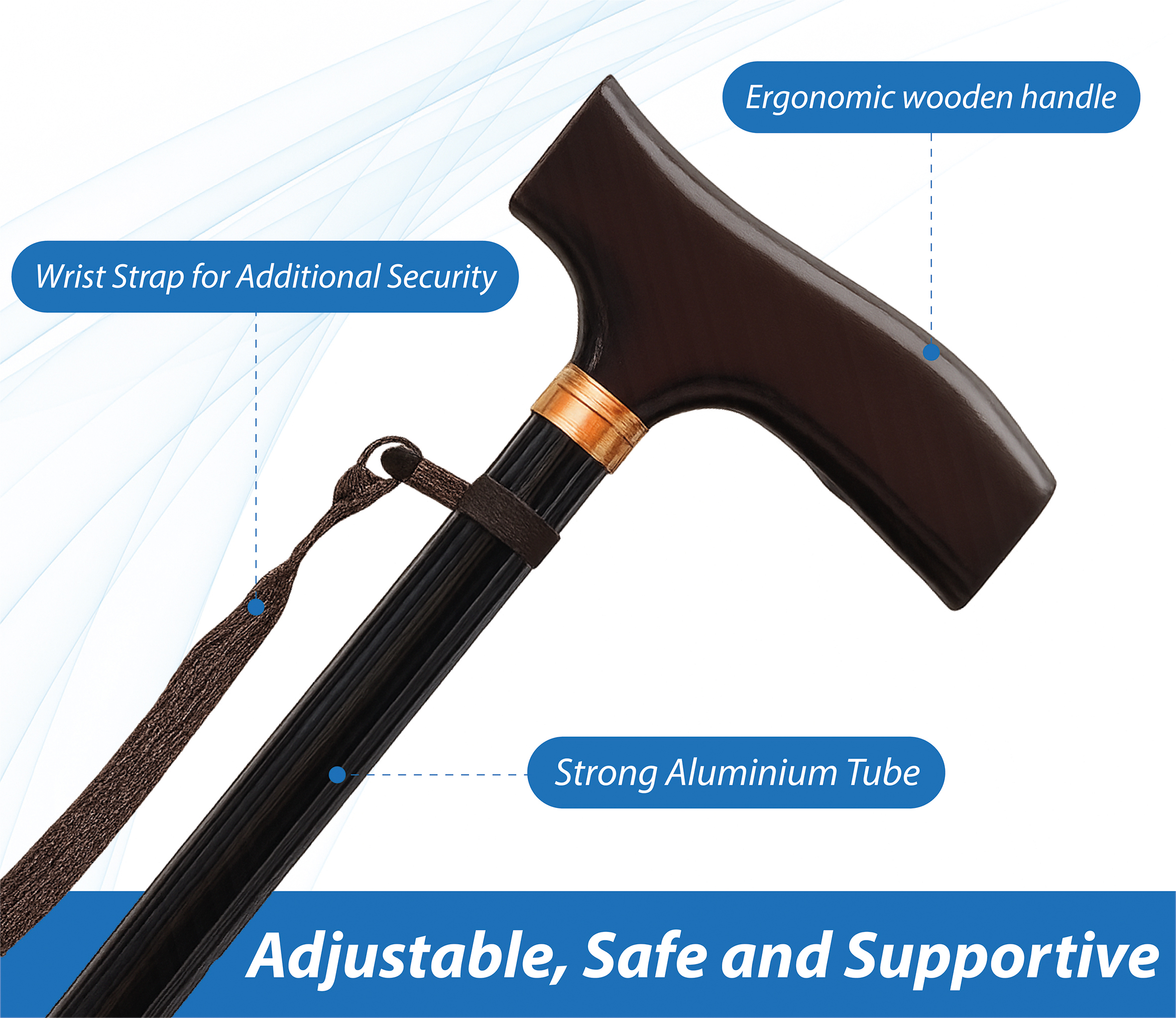 Extendable Walking Cane with Strap | Aidapt