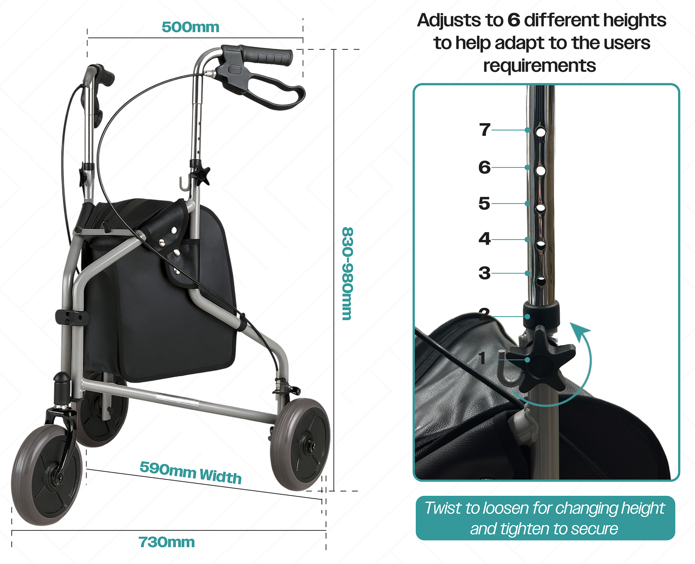Three Wheeled Steel Walker | Aidapt