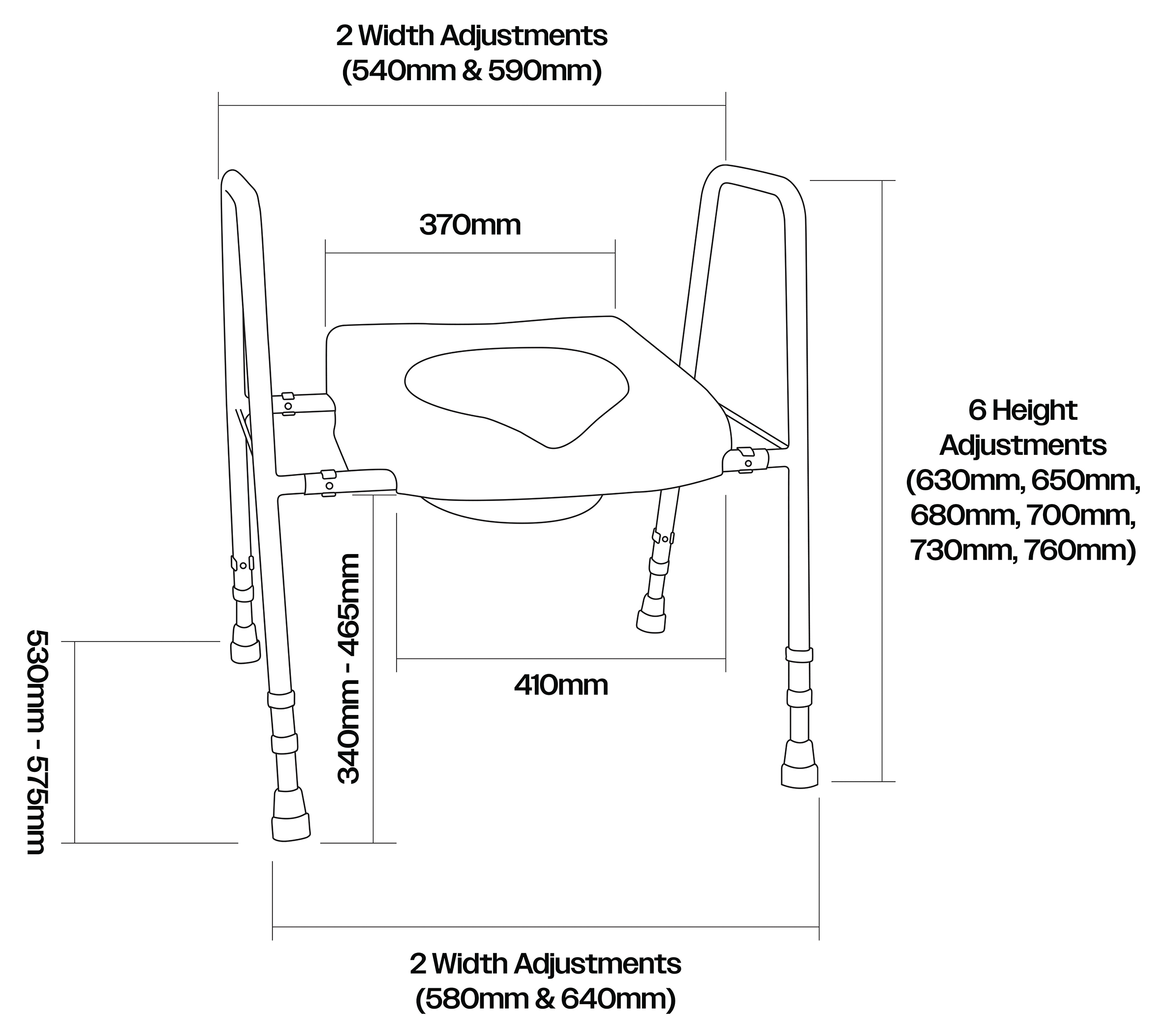 Solo President Width Adjustable Toilet Seat and Frame - Flat Packed ...
